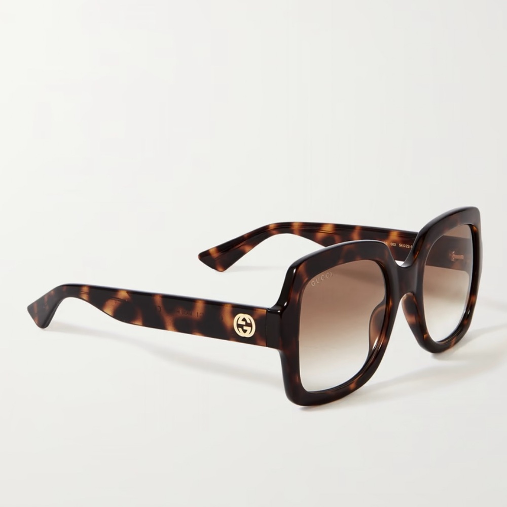 Gucci GG oversized square-frame tortoiseshell acetate… - Gem